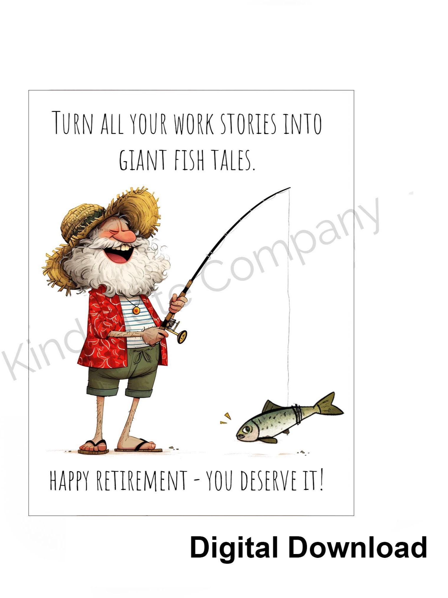 Funny Fishing Retirement Card: Printable Congratulations Note (PDF/PNG ...
