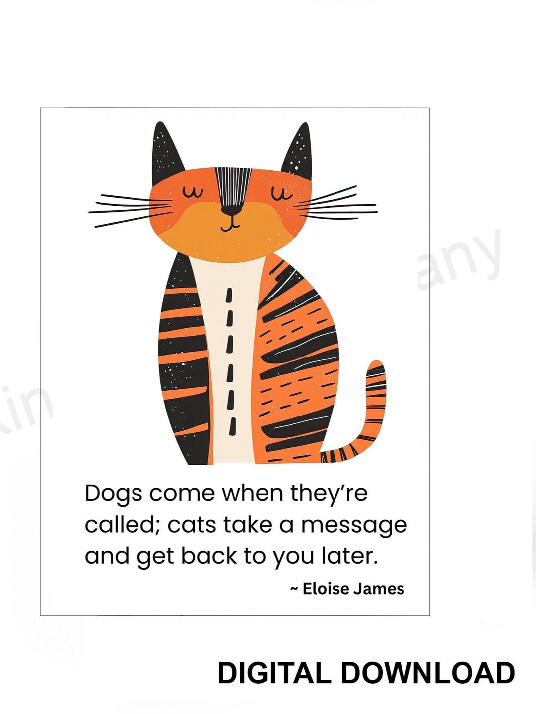 Funny Cat Note Card: Cat Lover Stationery (PDF or PNG) - Etsy