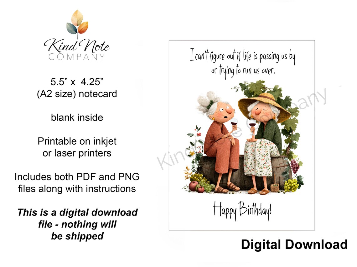 Funny Birthday Note Card: Printable DIY Design (PDF or PNG) - Etsy