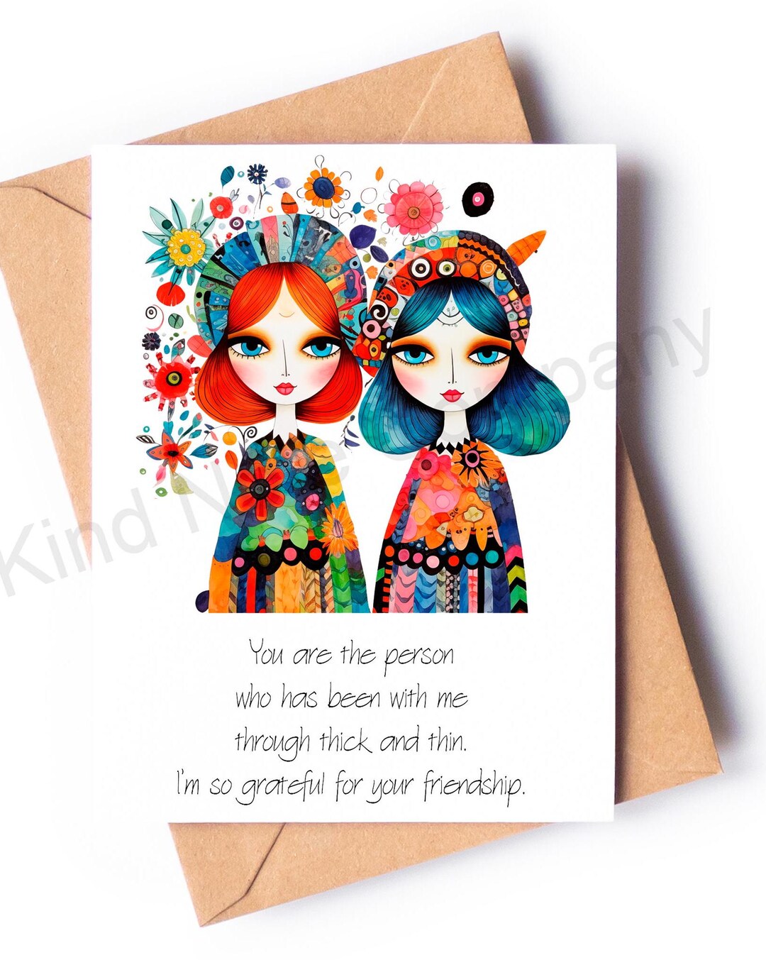 Grateful Friendship Card, Friend Thank You Note - Etsy