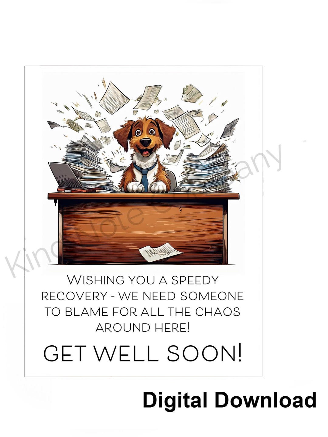 DIY Get Well Soon Note Card, Dog in Office, Coworker, Dog Lover ...