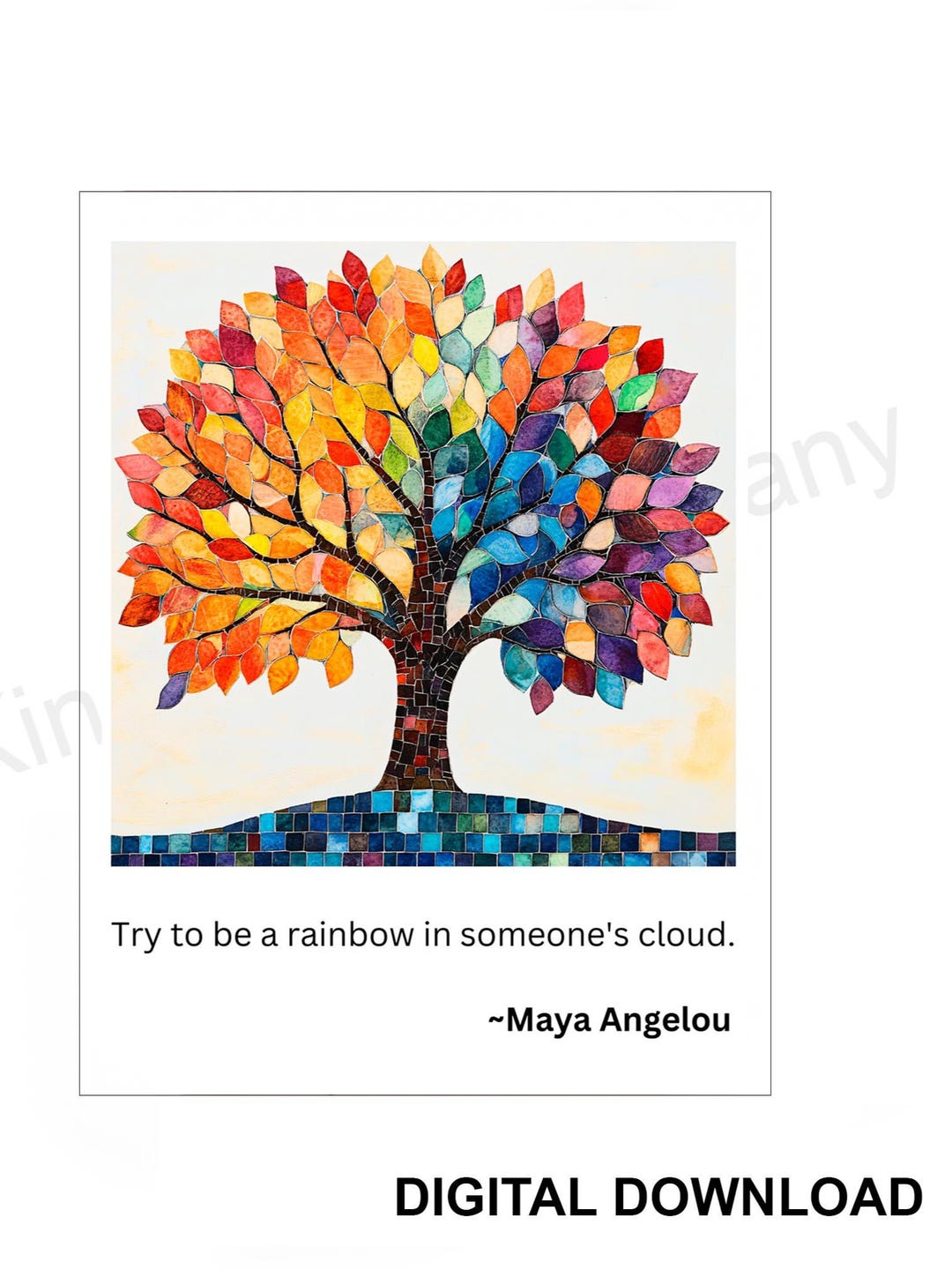 DIY Note Card, Maya Angelou Quote, Colorful Tree Notecard, Printable ...