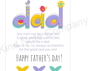 DIY Father's Day Note Card, Happy Father's Day, Dad, Printable Card ...