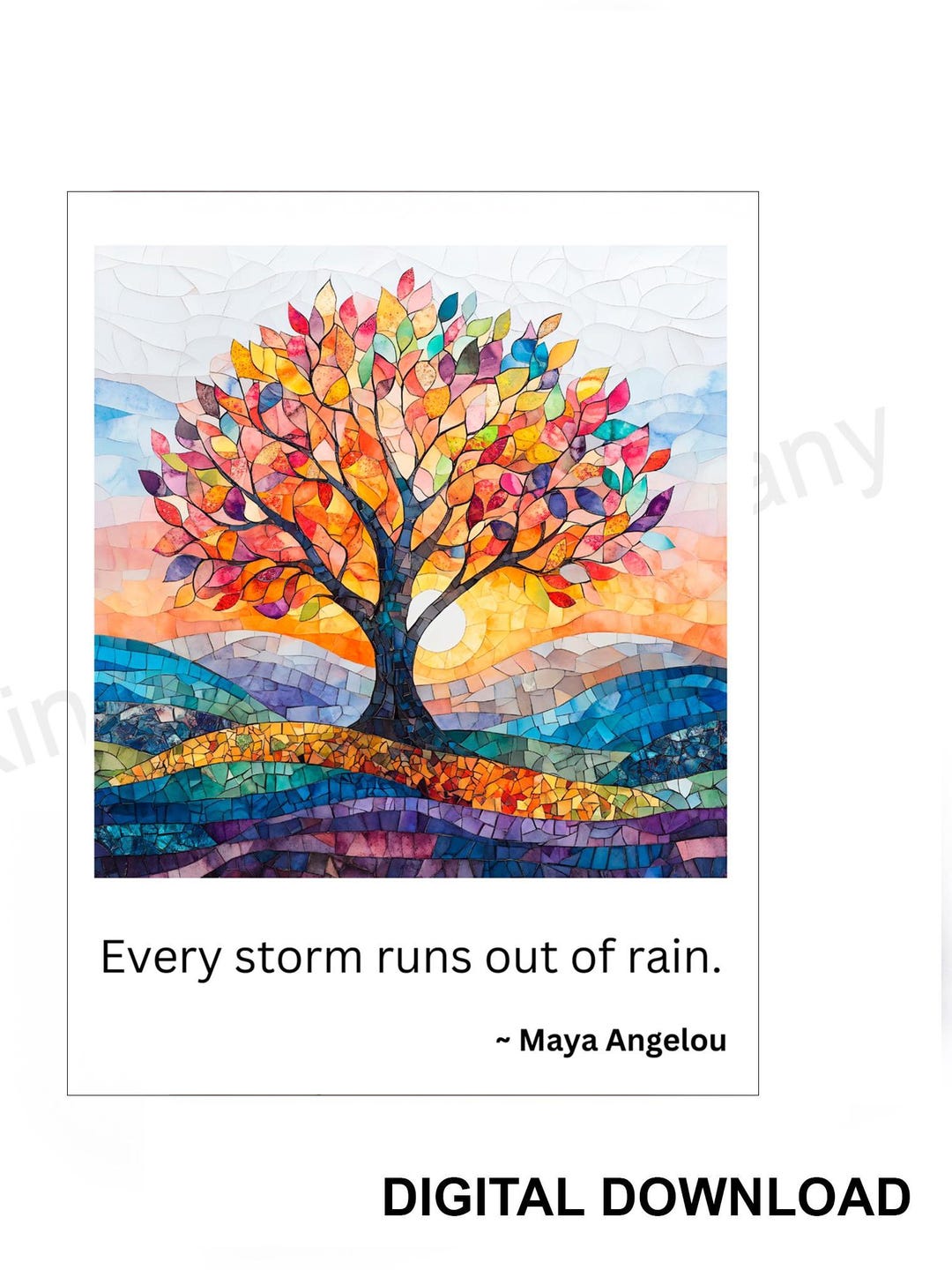DIY Encouraging Maya Angelou Quote Note Card, Colorful Tree Notecard ...