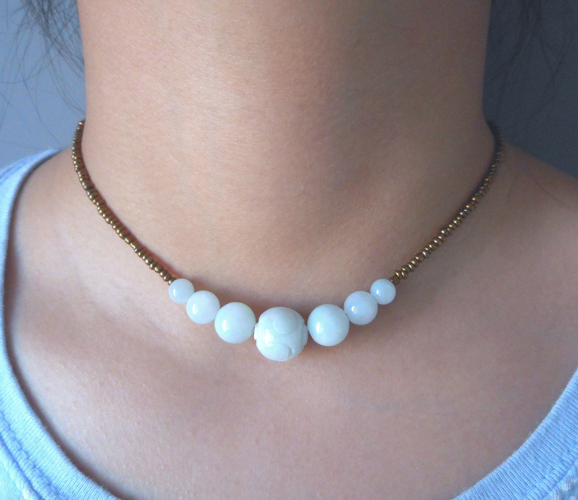 Natural Jade choker handmade Jade beaded necklace layered | Etsy