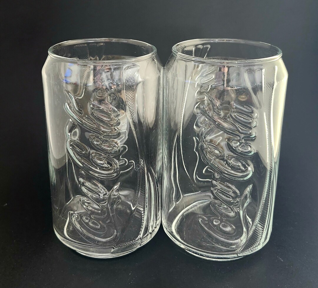 Set of 2 Vintage Clear Glass Coca-cola Can Shape Drink Cups - Etsy