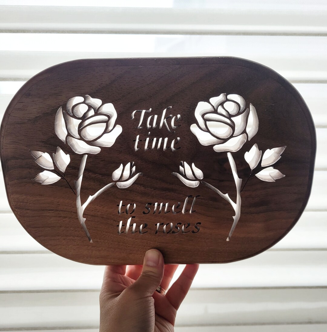 Take Time to Smell the Roses-handmade Wood Wall Sign, Filigree Wood ...