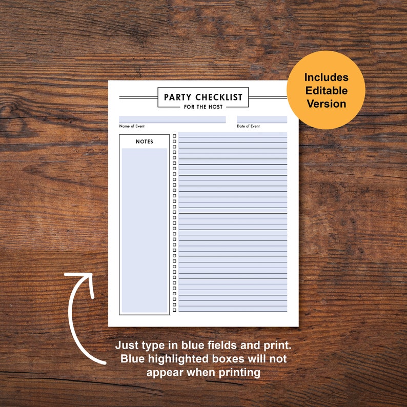 Party Checklist, Event Planning Checklist, Digital Checklist for Host ...