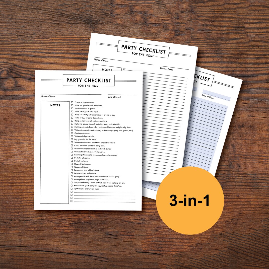 Party Checklist, Event Planning Checklist, Digital Checklist for Host ...