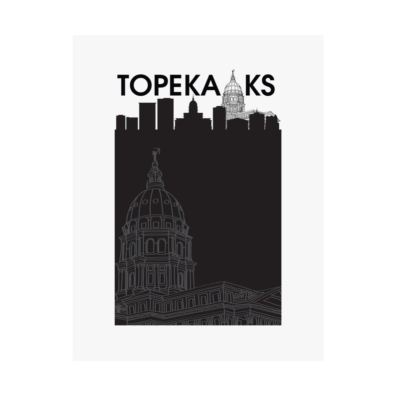 Topeka Poster, Kansas Print, Topeka Art, Topeka Kansas, Skyline ...