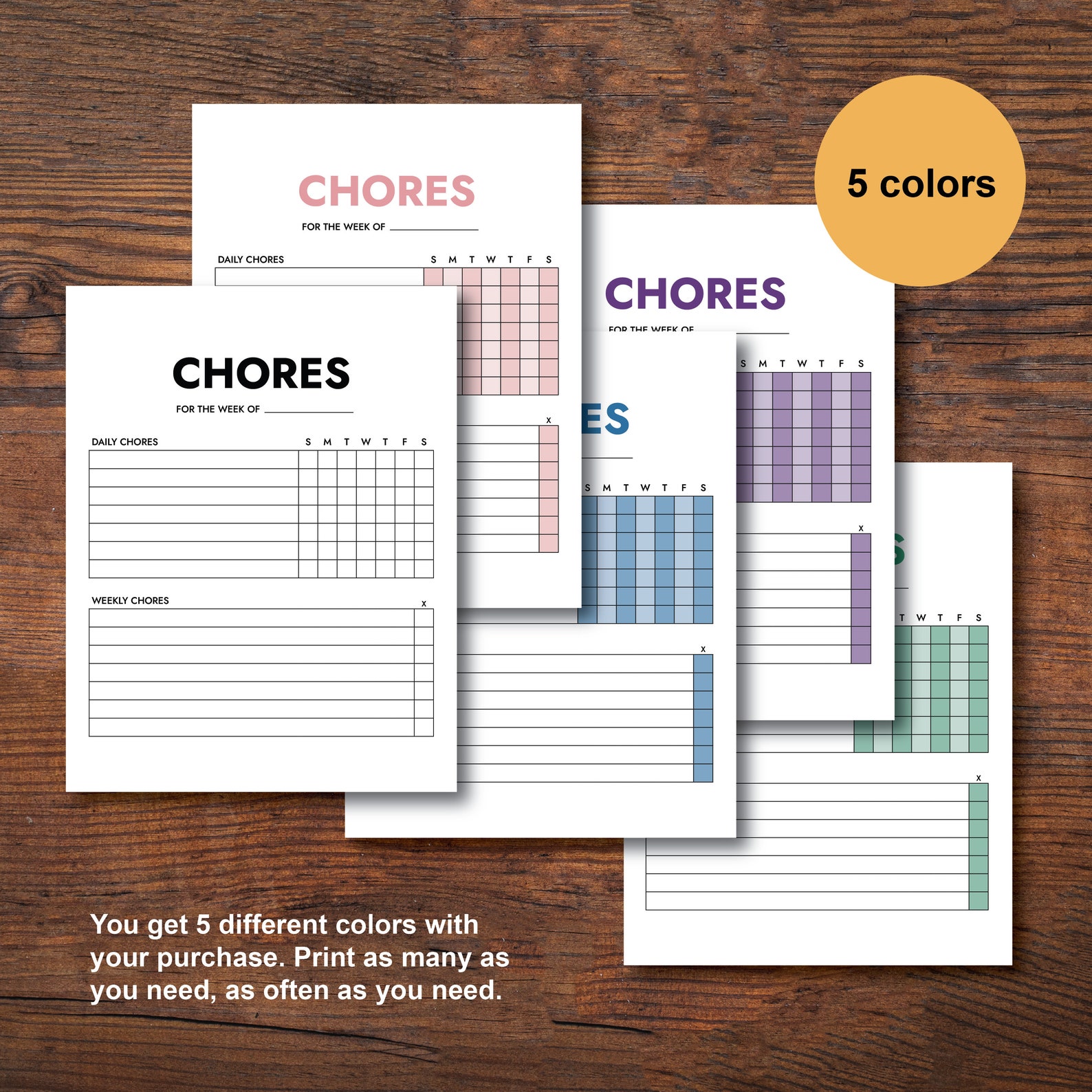 Chore Chart, Kids Chore Chart, Teen Chores, Editable Chore List - Etsy