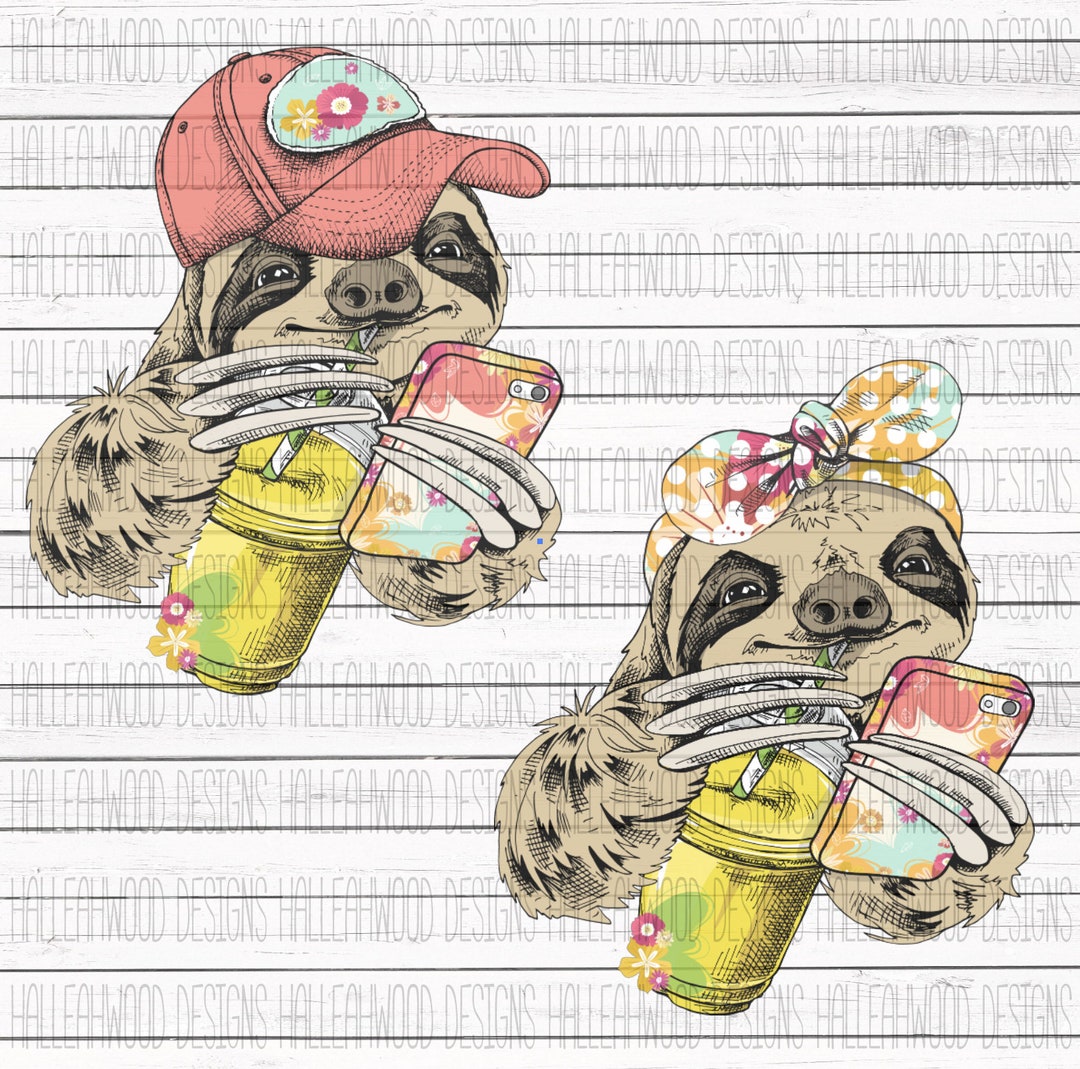 Spring/summer Hipster Sloth Digital Design Set - Etsy