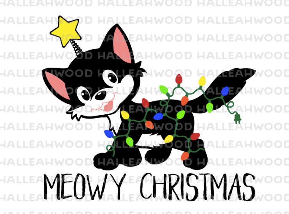 Meowy Christmas Digital Design - Etsy