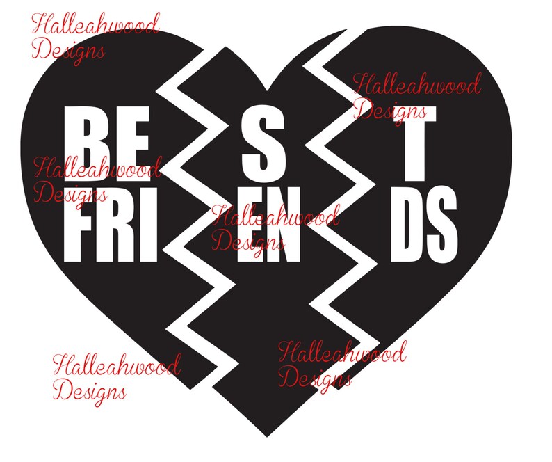 Best Friends Heart 3 Piece Heart DIGITAL DESIGN | Etsy