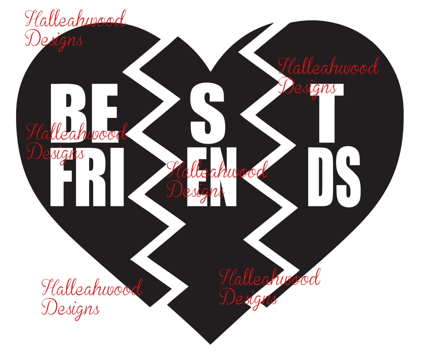 Best Friends Heart 3 Piece Heart DIGITAL DESIGN | Etsy