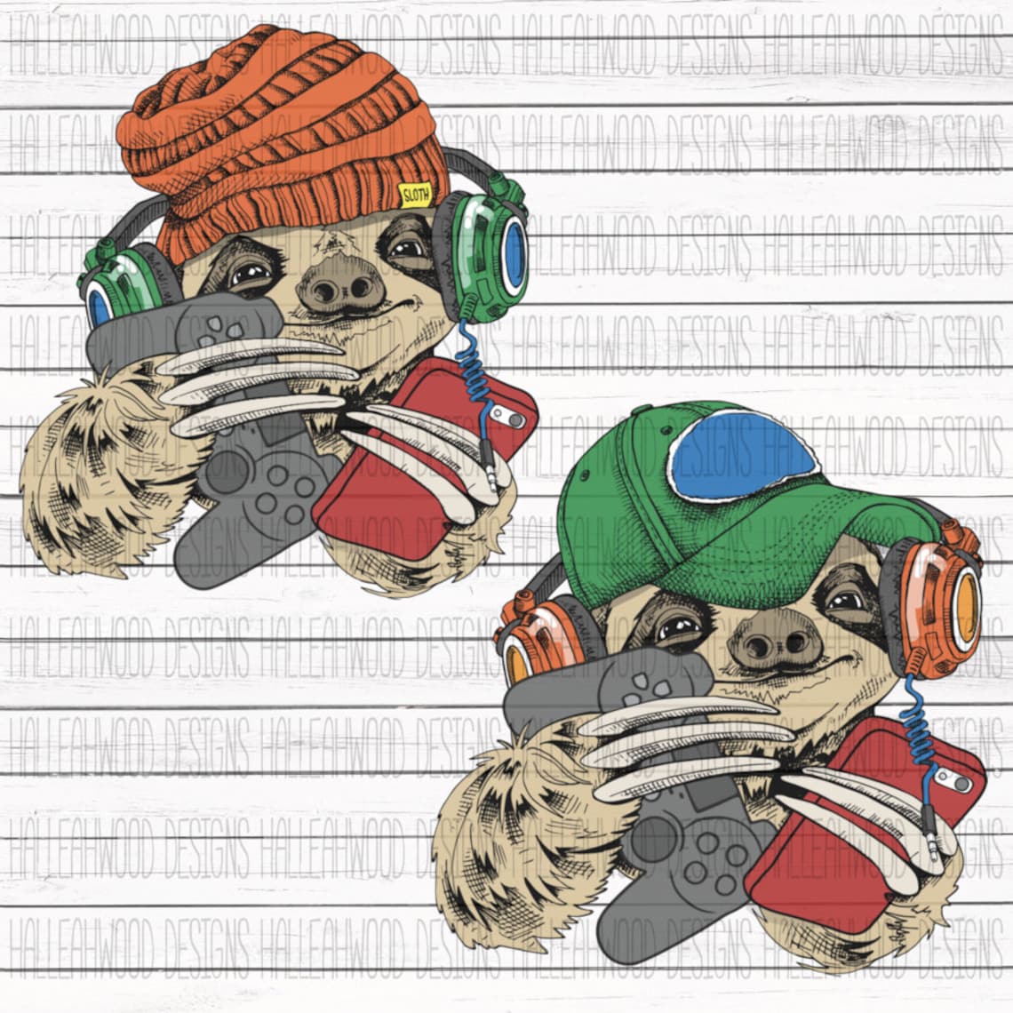 Gamer Sloth Digital Design Set - Etsy