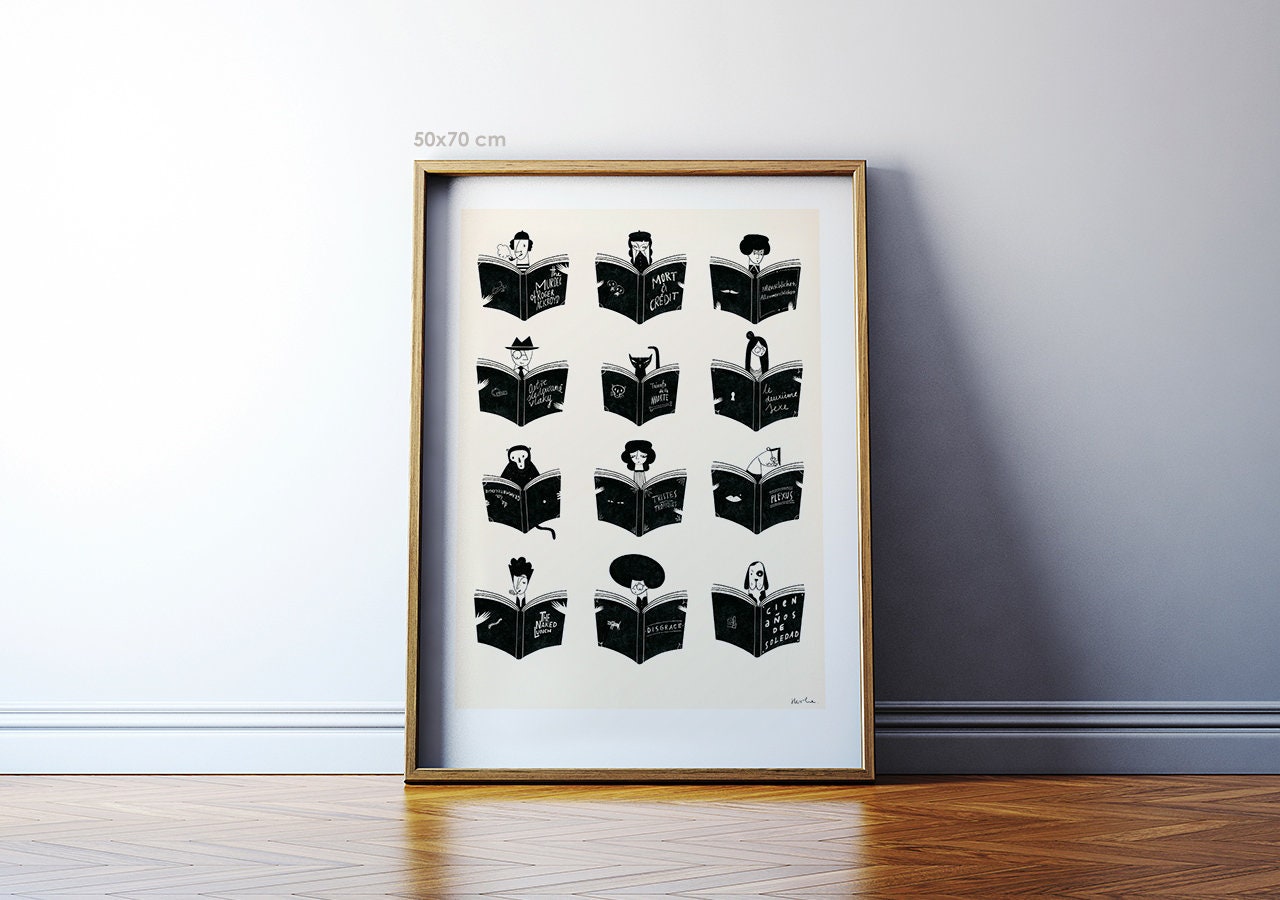 Book lovers wall art: Bibliophilia illustration art. Giclée | Etsy