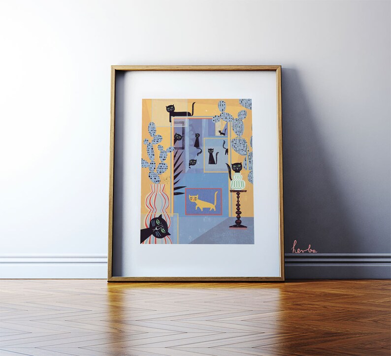Cats Vintage Illustration / Cat Poster / High Quality Cat - Etsy