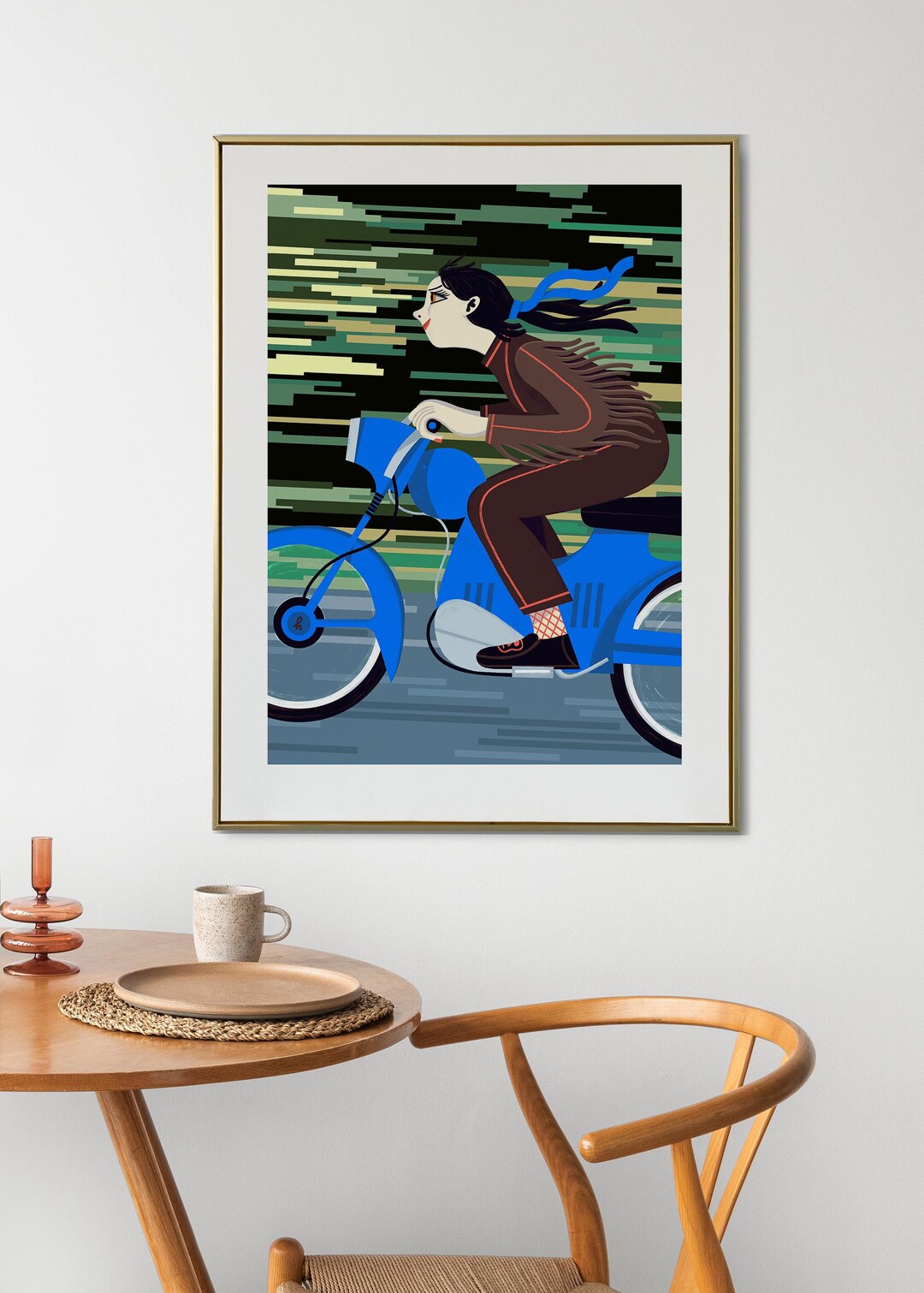 Modern Art Print: Bike Rider / Illustration Art / Bike Wall Art / Bike ...