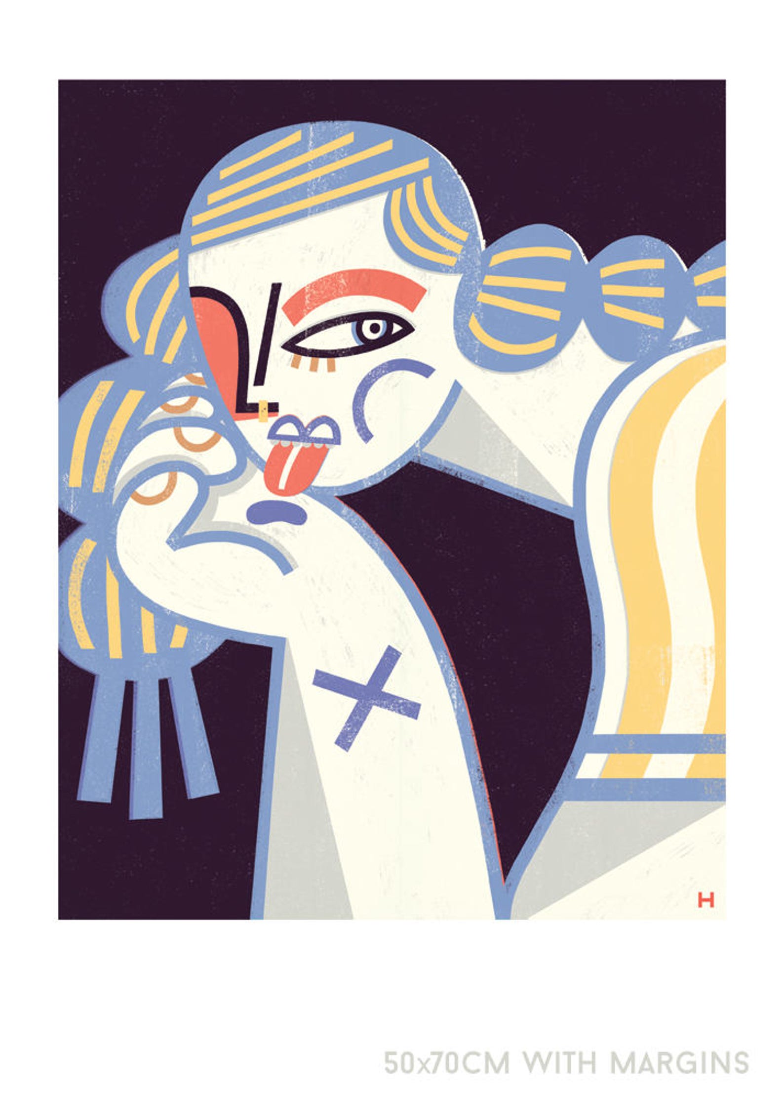 Modern Geometric Illustration / Candy Mad Girl Illustration Poster ...