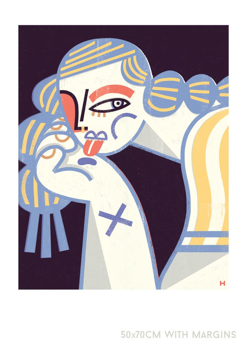 Modern Geometric Illustration / Candy Mad Girl Illustration - Etsy