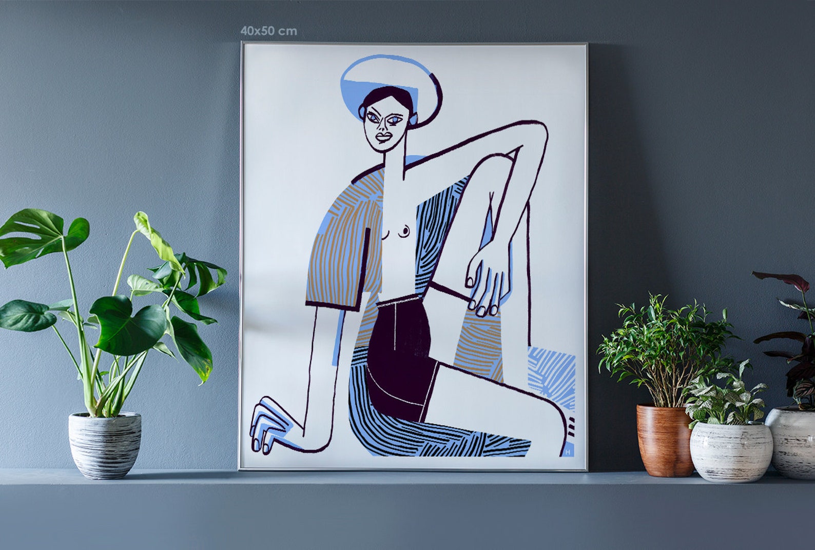 Modern Minimalist Illustration Art: Portrait of a Sitting | Etsy