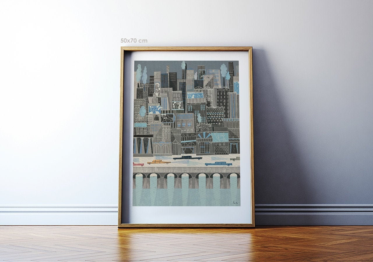 Art Print: City of Women / New York Skyline Retro Illustration | Etsy