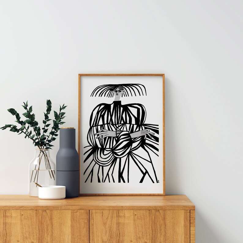 Modern Minimalist Illustration Art Infanta / Black and White - Etsy
