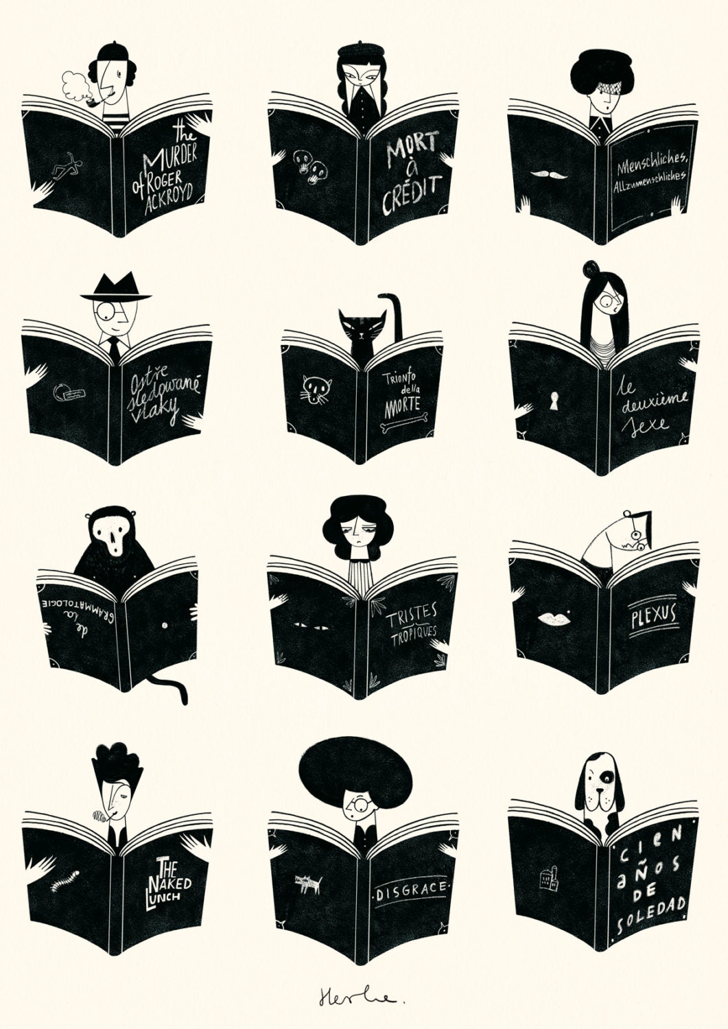 Book lovers wall art: Bibliophilia illustration art. Giclée | Etsy