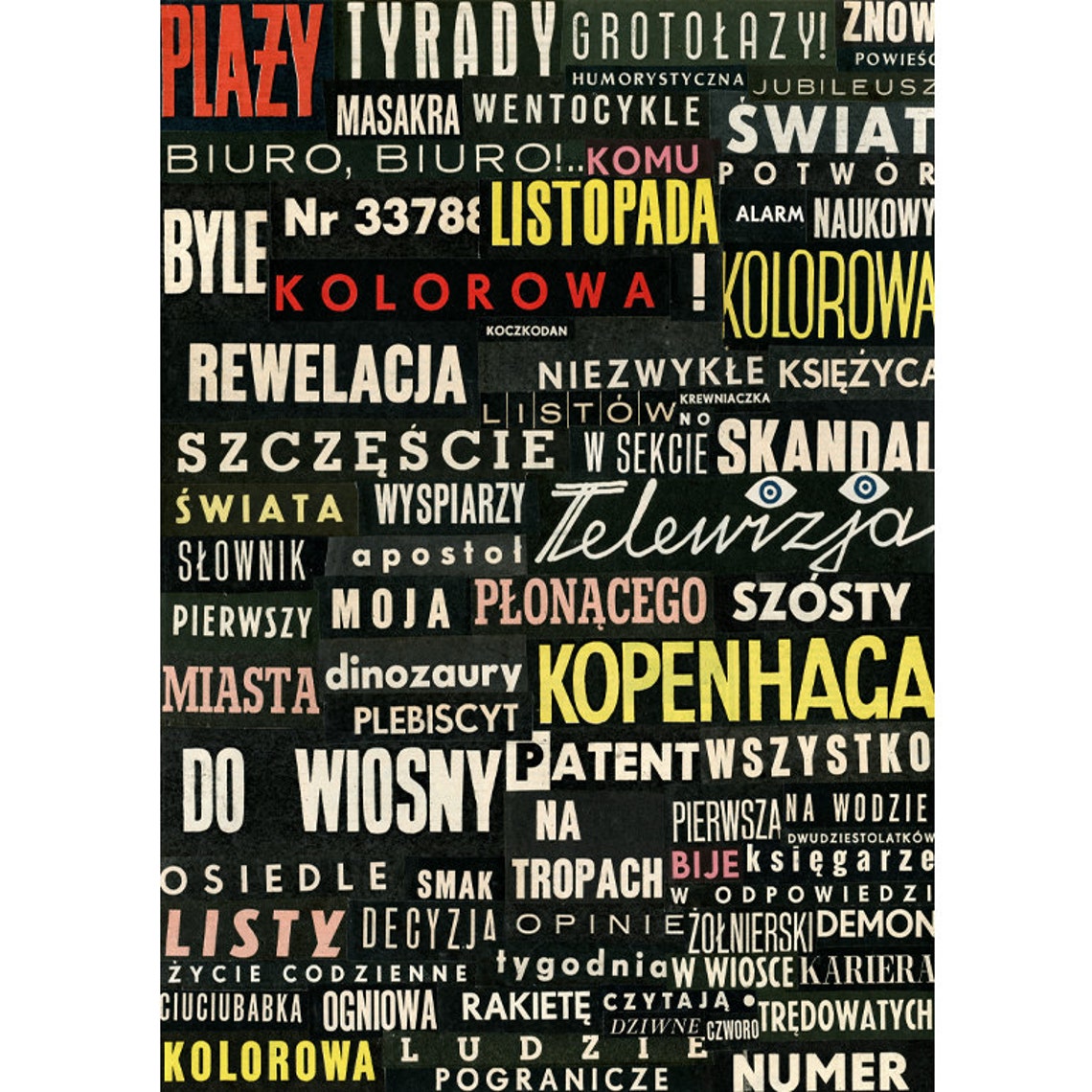 Words: Black. Polish Vintage Typography Print on Archival - Etsy