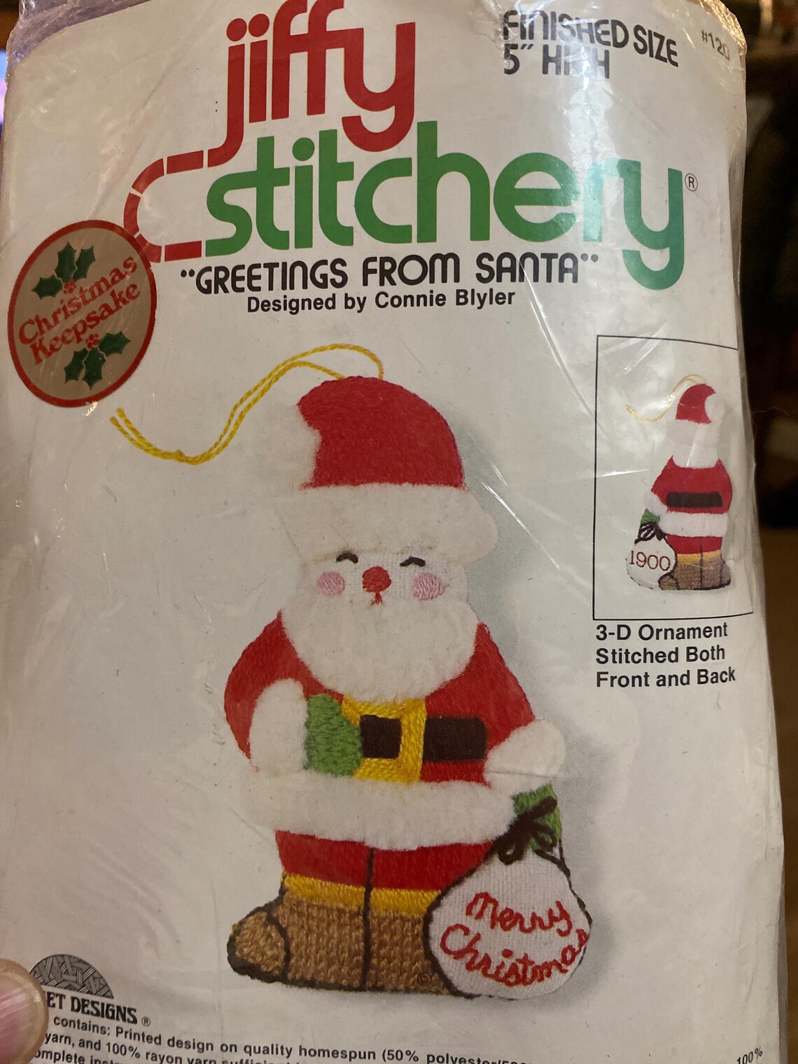 Jiffy Stitchery Greetings From Santa Crewel Vintage Ornament Kit - Etsy