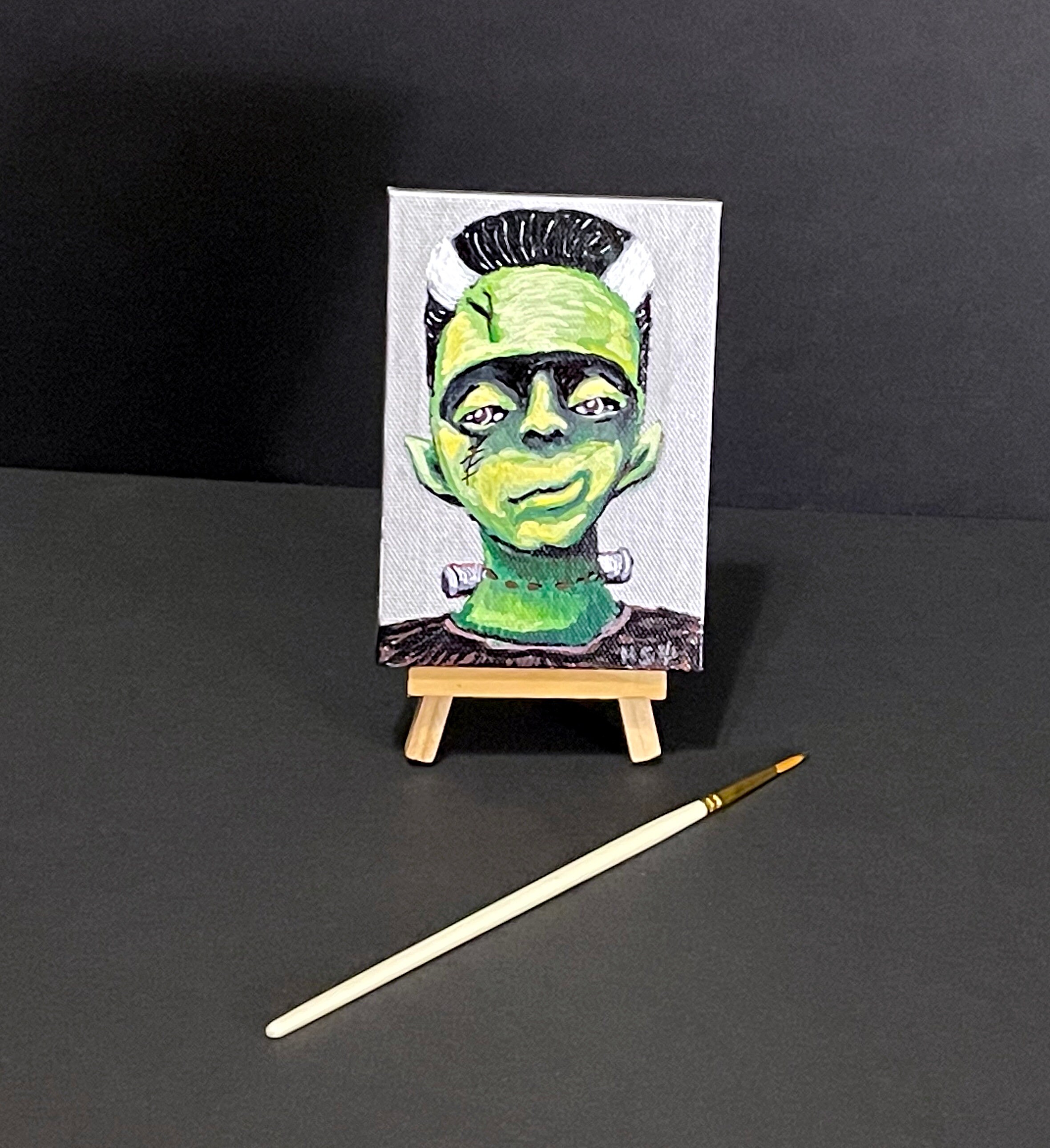 Frankenstein Classic Green Movie Monster Art Mini Oil Painting on ...