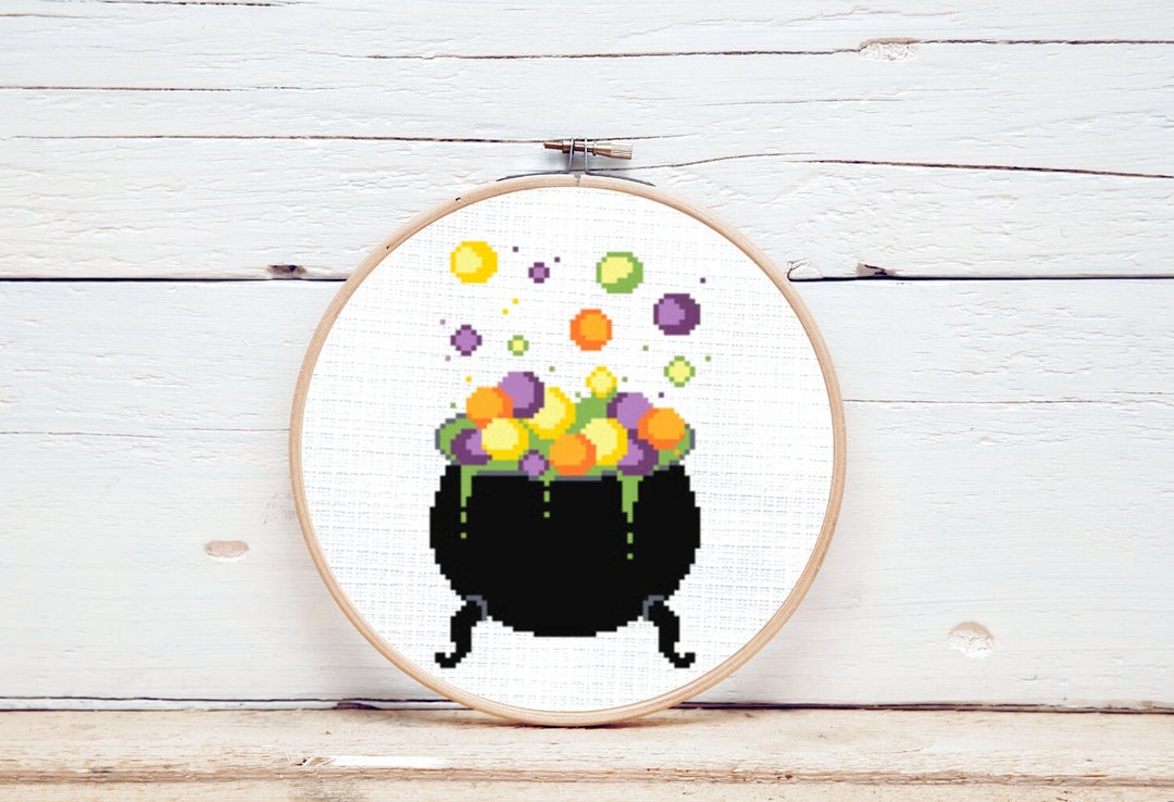 Halloween Cauldron Cross Stitch Pattern - Etsy
