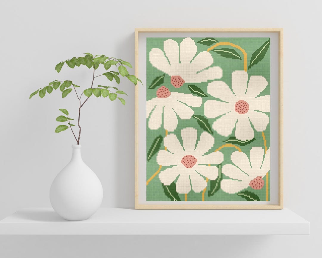 Modern Daisy Cross Stitch Pattern - Etsy