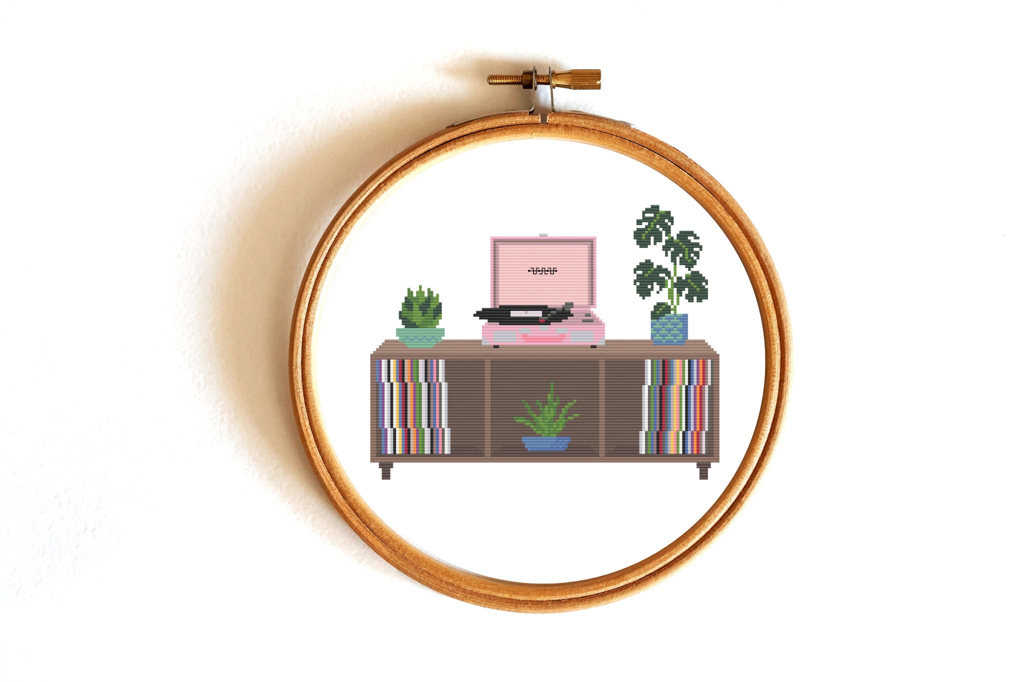 Pink Record Player Cross Stitch Pattern - Etsy
