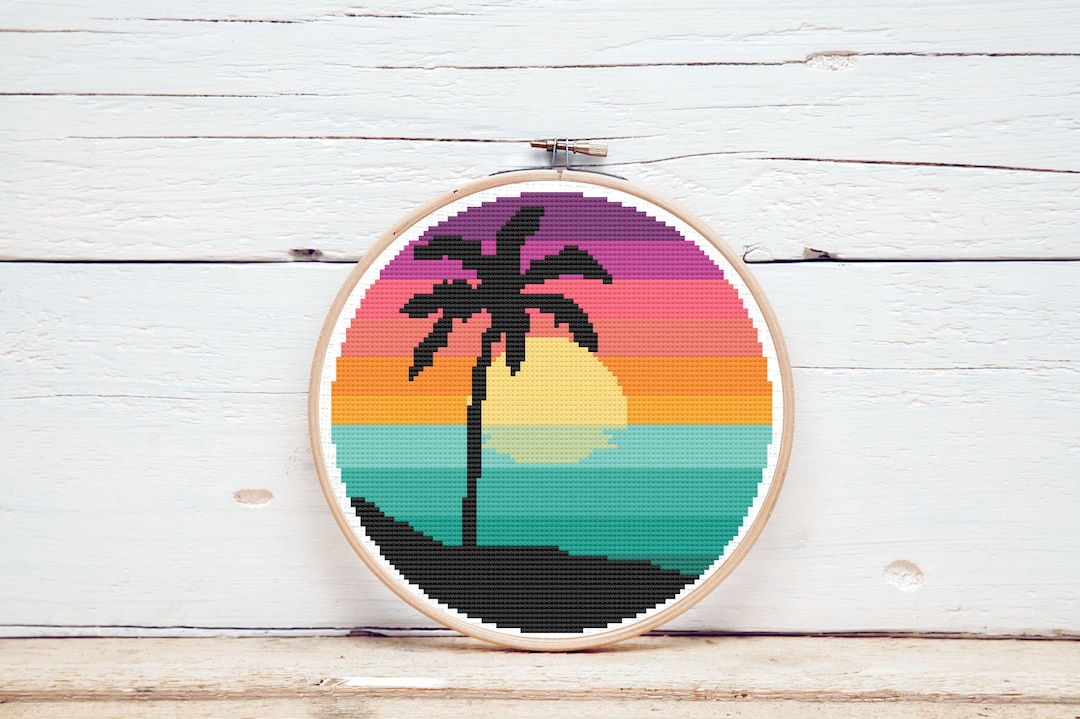 Tropical Sunset Cross Stitch Pattern - Etsy