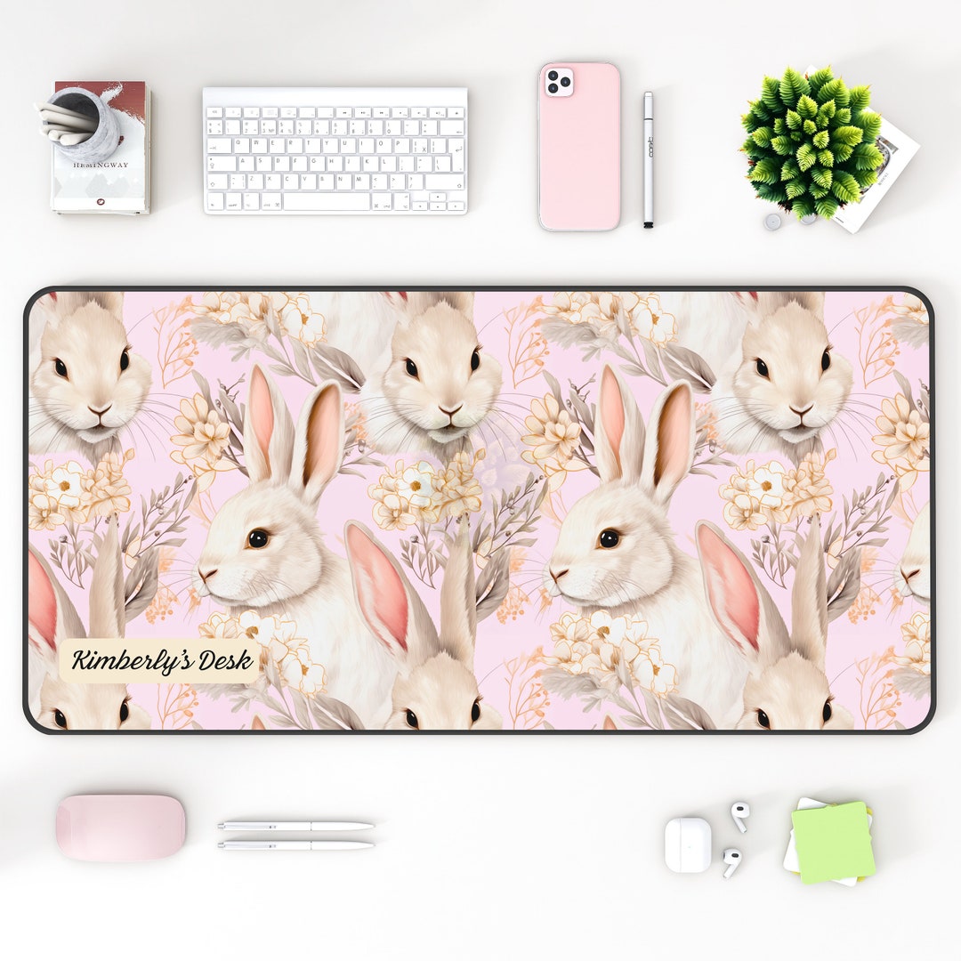 Personalized Baby Bunny Rabbit Desk Mat Kids Girls Mom Mama Gifting ...