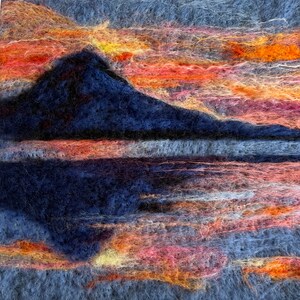 Ocean Wool Felt Picture. Sunset Wool Painted Felted Art, Waves Original ...