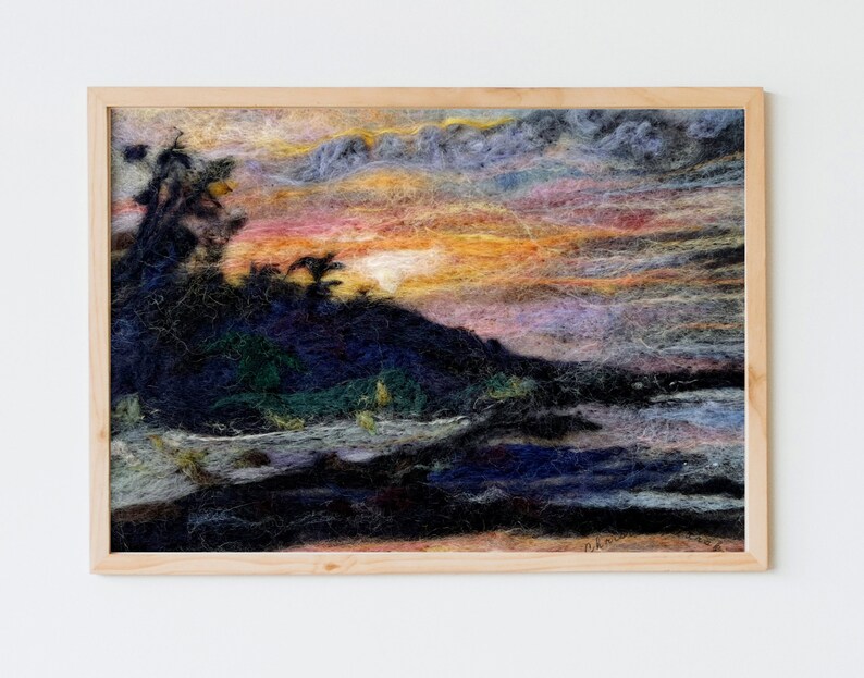 Wool Painting Ocean. Sunset Felted Picture. Wool Picture - Etsy