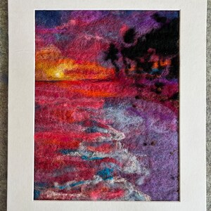 Sunset on Ocean Wool Felt Picture. Hawaii Wool Painted Felted Art ...