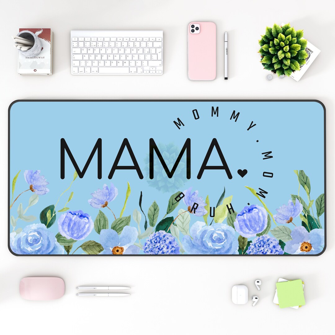 Personalized Mama & Blue Flowers Gifting Desk Mat Floral Gifts Extend ...