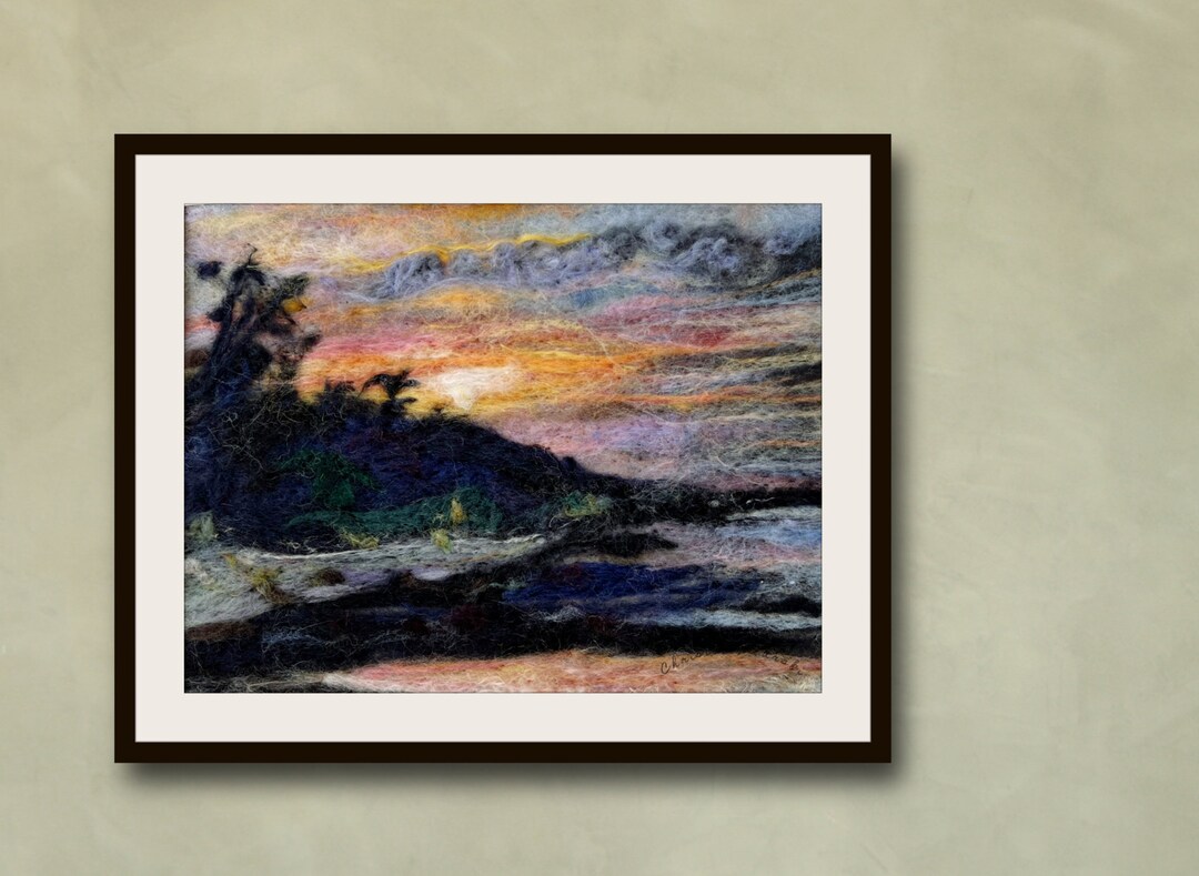 Wool Painting Ocean. Sunset Felted Picture. Wool Picture - Etsy