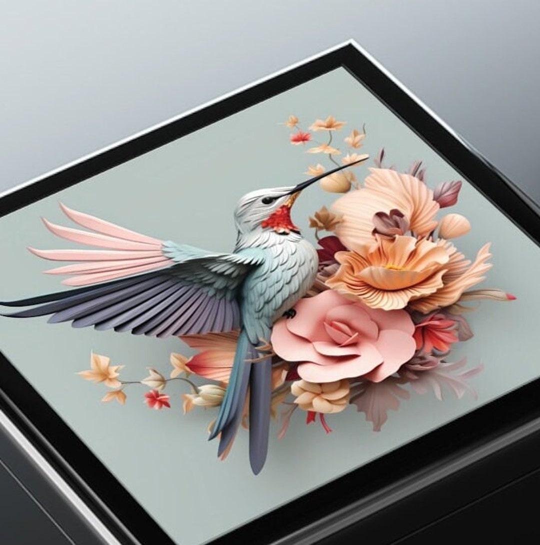 Hummingbird With a 3D Look Ceramic Tile & Wood Box, Birds, Keepsake ...