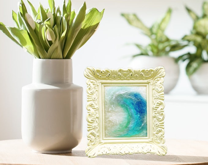 Felted Ocean Painting, Ocean Wave, Wool Painting Ocean, Needle Felted ...