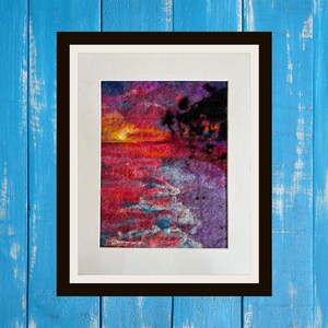 Sunset on Ocean Wool Felt Picture. Hawaii Wool Painted Felted Art ...