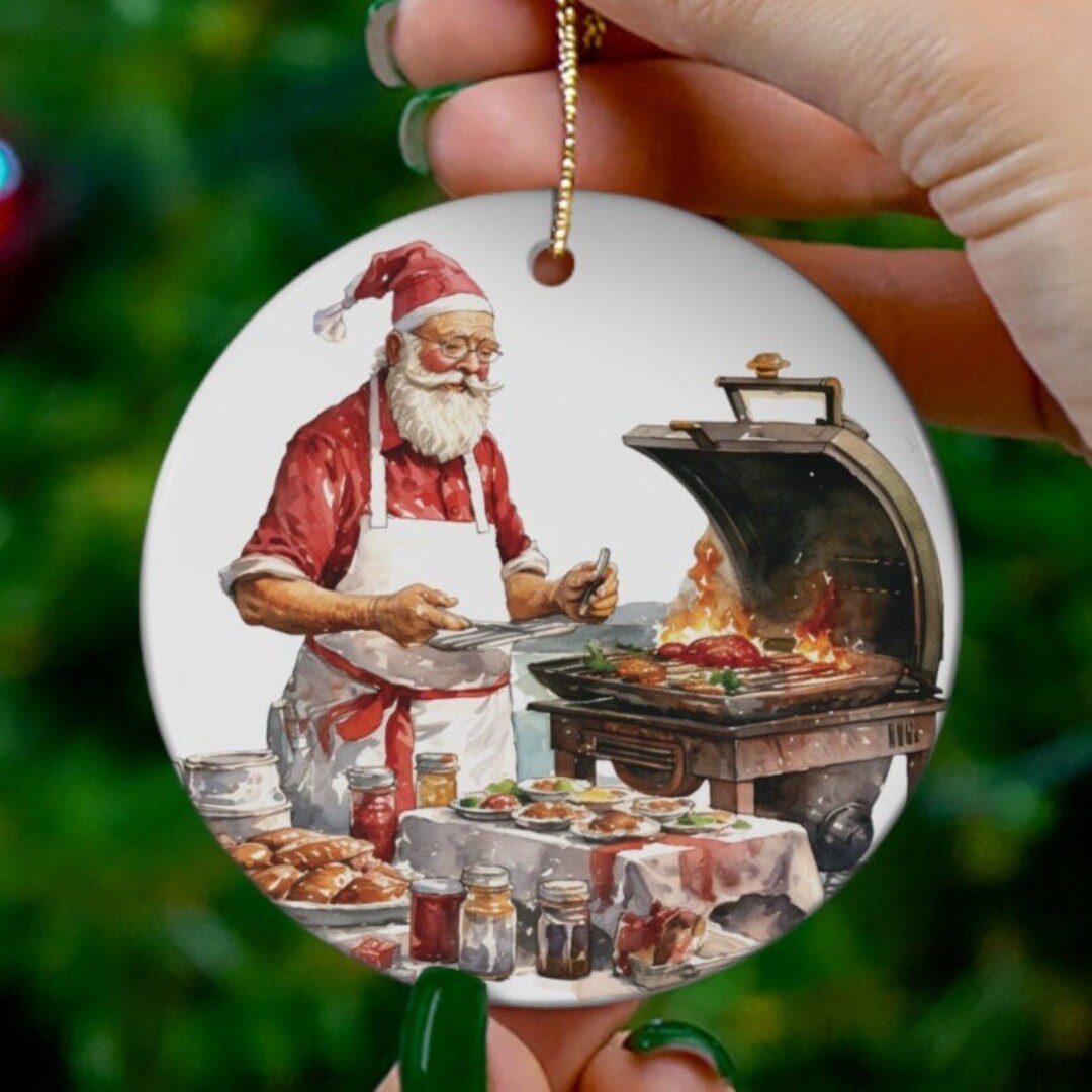 Santa Grilling Christmas Ceramic Ornament, Unique, Beach, Tropical ...