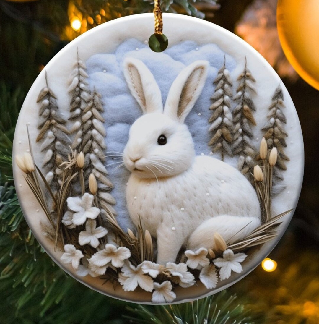 Stunning Rabbit With a Needlework Look Ornament, Unique, Woodland ...