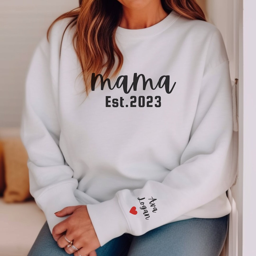 Custom Personalized Mama Sweatshirt With Date and Children Name on ...