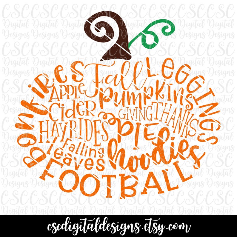 Fall Words Pumpkin SVG, Fall Favorites, Pumpkin Word Art Digital File ...