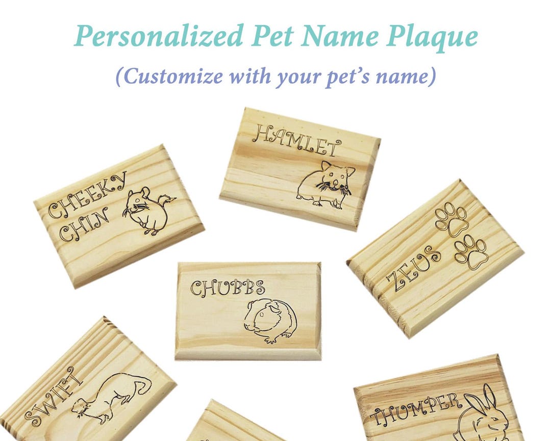 Personalized Wooden Pet Name Plaque for Cage or Kennel Small Animal Cat ...
